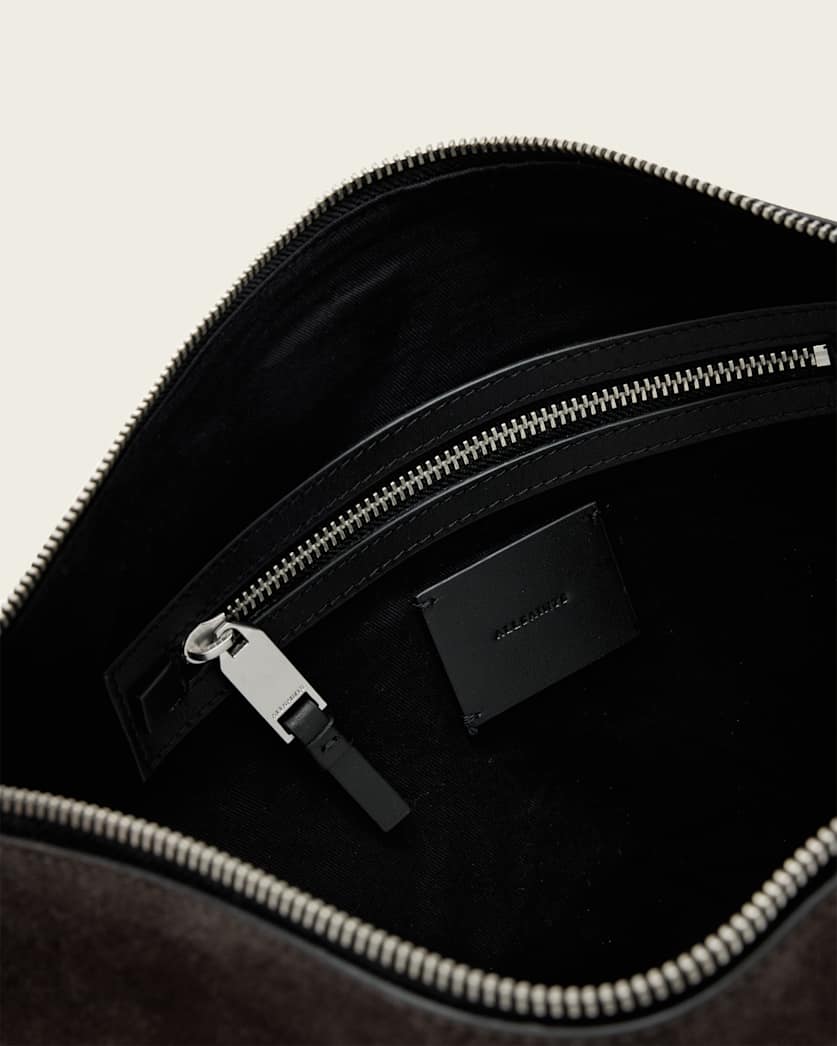 Alba Suede Shoulder Bag Bitter Brown | ALLSAINTS US